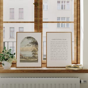 Christian Wall Art Set of 2, Tree Vintage Landscape Bible Prints, His ...