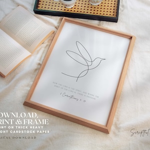 Holy Spirit, Dove Poster, Christian Line Art Print, Where the Spirit of ...