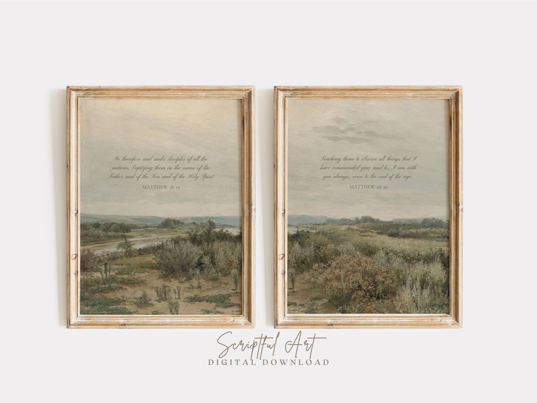 The Great Commission, Christian Wall Art, Set of 2, Matthew 28: 19-20 ...