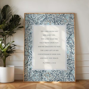 Christian Wall Art Blue, Set of 6, Modern Bible Verse Prints Girly ...