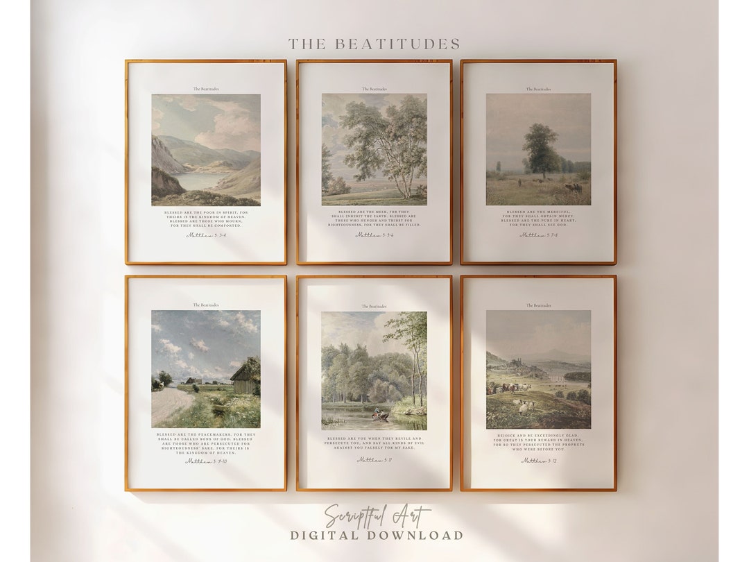 The Beatitudes, Sermon on the Mount, Matthew 5: 3-12, Christian Vintage ...