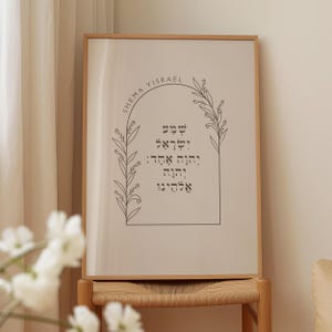 Shema Yisrael, Hear O Israel Poster, Israel Wall Decor Hebrew English ...