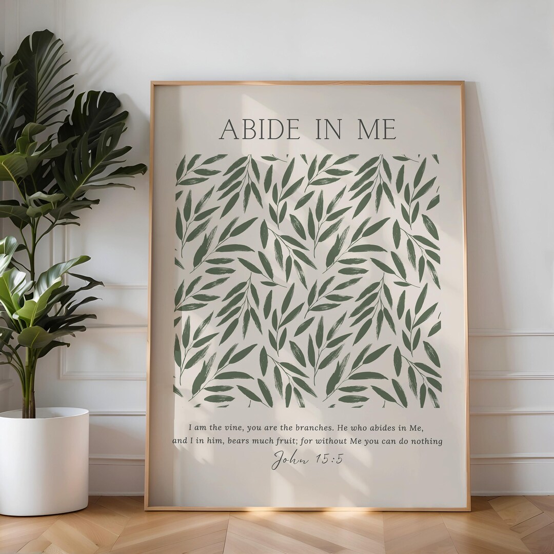 Modern Christian Art Print, Abide in Me, John 15, Minimalist Bible ...