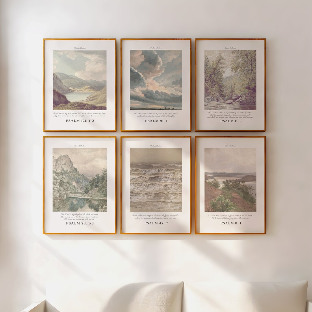 Psalms Christian Gallery, Printable Vintage Art, Set of 6 Antique Bible ...