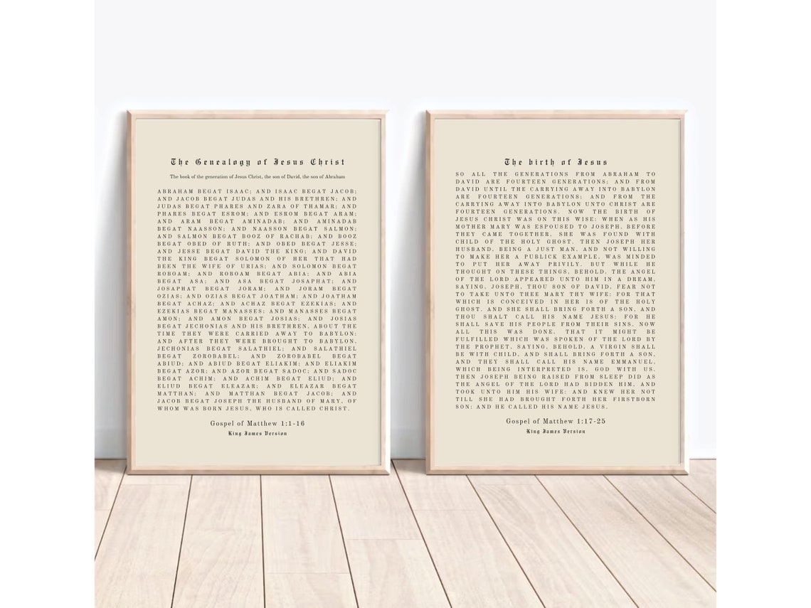 The Genealogy of Jesus Christ KJV Bible Verse Printables Wall - Etsy