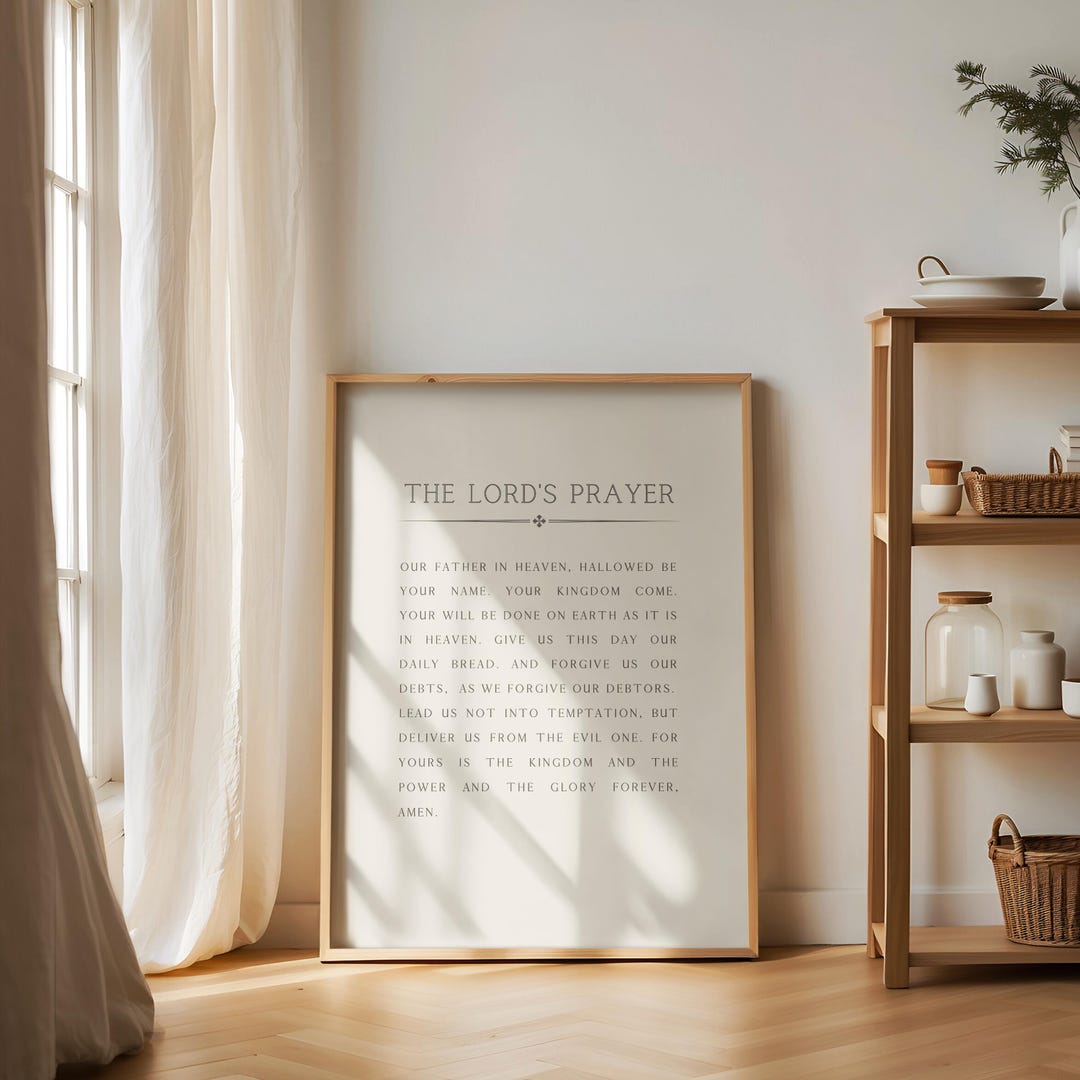 The Lords Prayer, Aesthetic Christian Wall Art Neutral, Our Father in ...