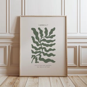 Green Christian Wall Art Bundle Set of 6 Dorm Room Girls Modern Bible ...