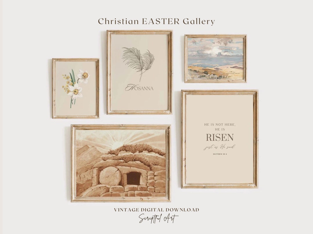 Easter Christian Wall Art Set of 5 Hosanna He is Risen Resurrection Day ...