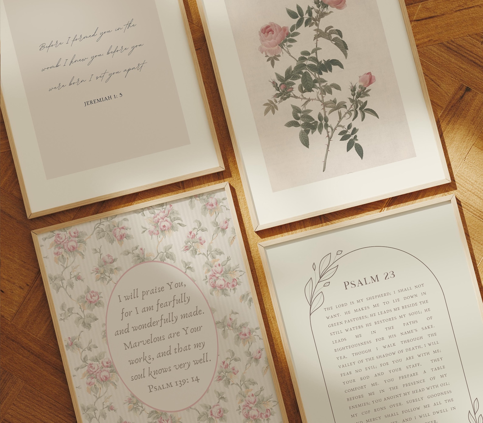 Christian Nursery Gallery Vintage Floral Bible Verse, Cottagecore Art ...