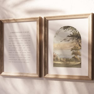 Christian Wall Art Set of 2, Tree Vintage Landscape Bible Prints, His ...