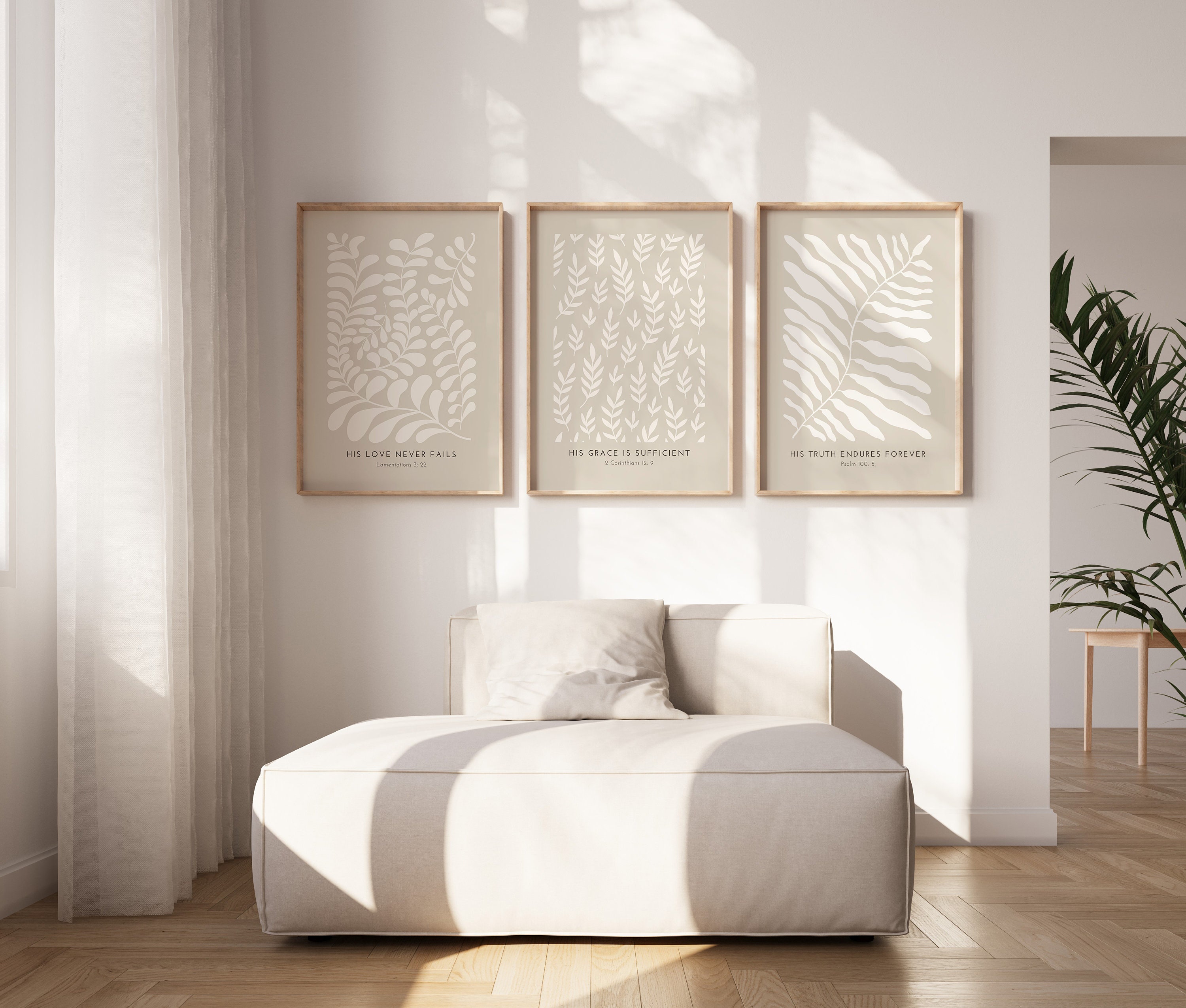 Aesthetic Christian Wall Art Set of 3 Printable Modern Bible Art, Beige ...