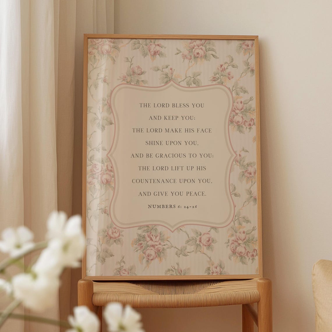 Vintage Floral Bible Verse Print: the Lord Bless You (digital Download ...