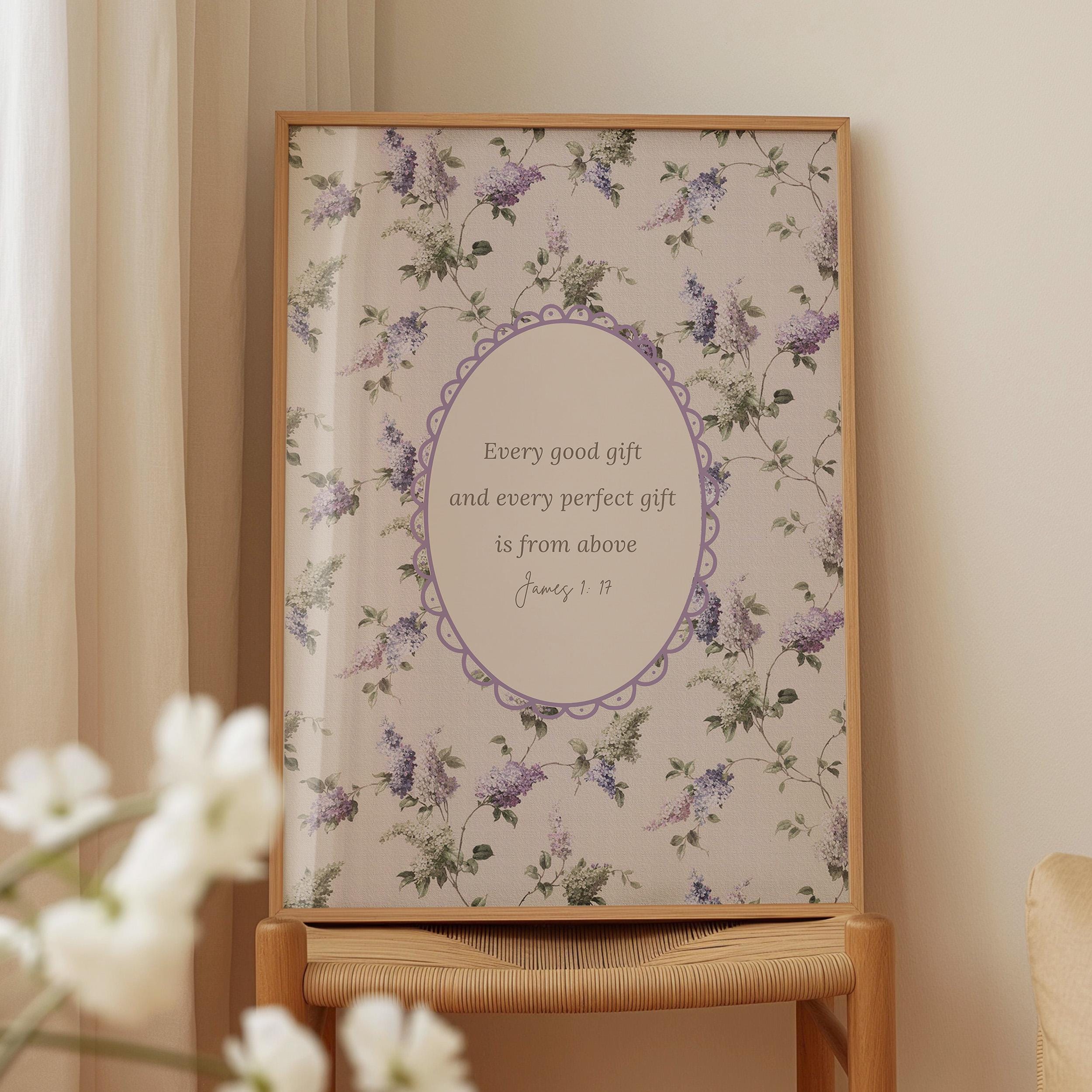 Purple Christian Wall Art, Every Good and Perfect Gift, James 1:17 ...