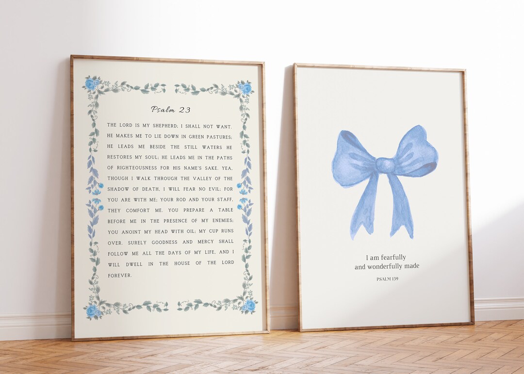 Blue Girls Nursery Decor, Christian Wall Art Set of 2, Psalm 139 ...