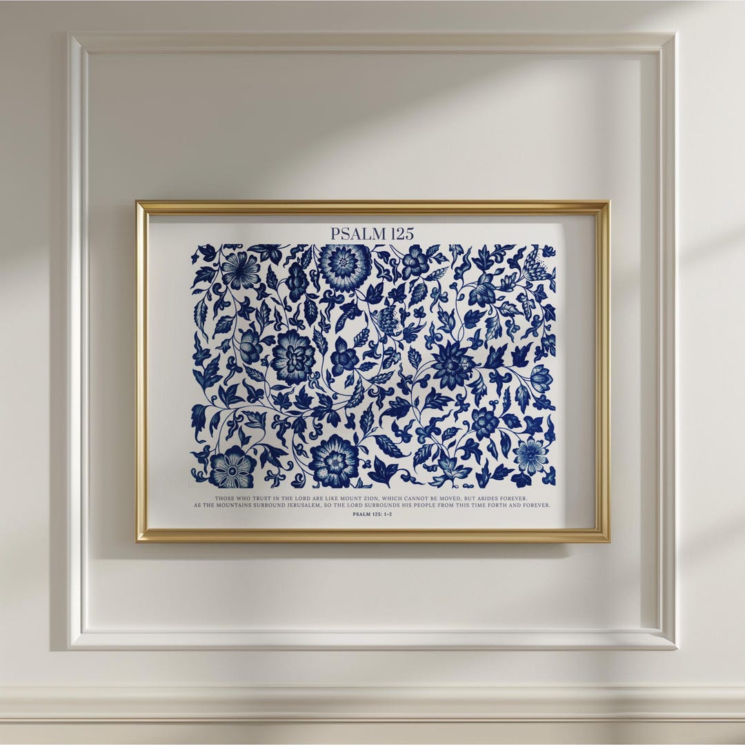 Psalm 125, Blue Bible Verse Wall Art, Those Who Trust in the Lord Are ...