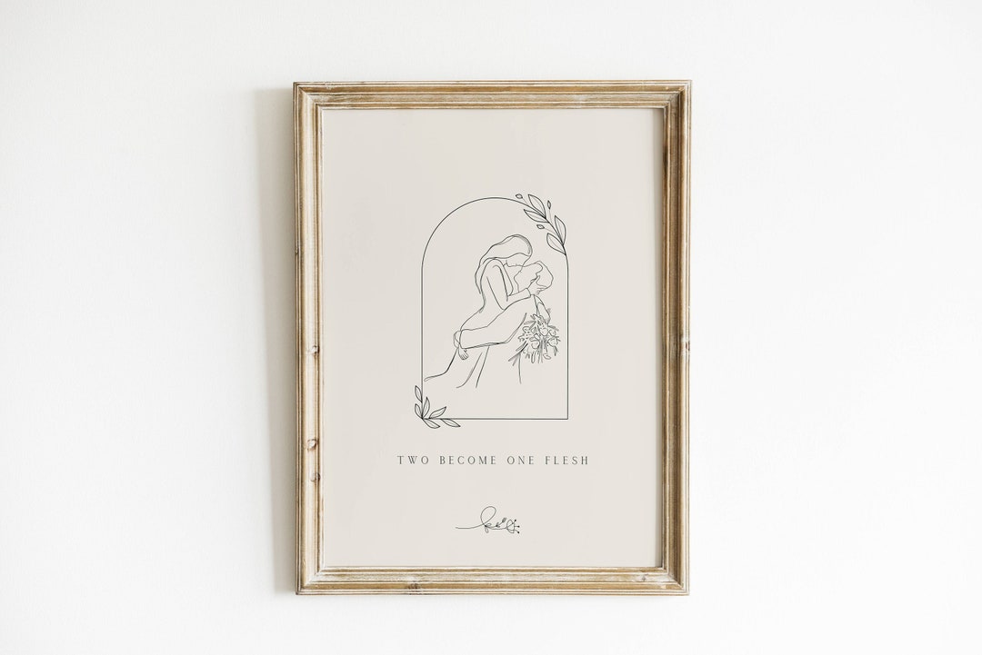 Christian Wedding Wall Art Print, Two Become One Flesh, Married Couple ...