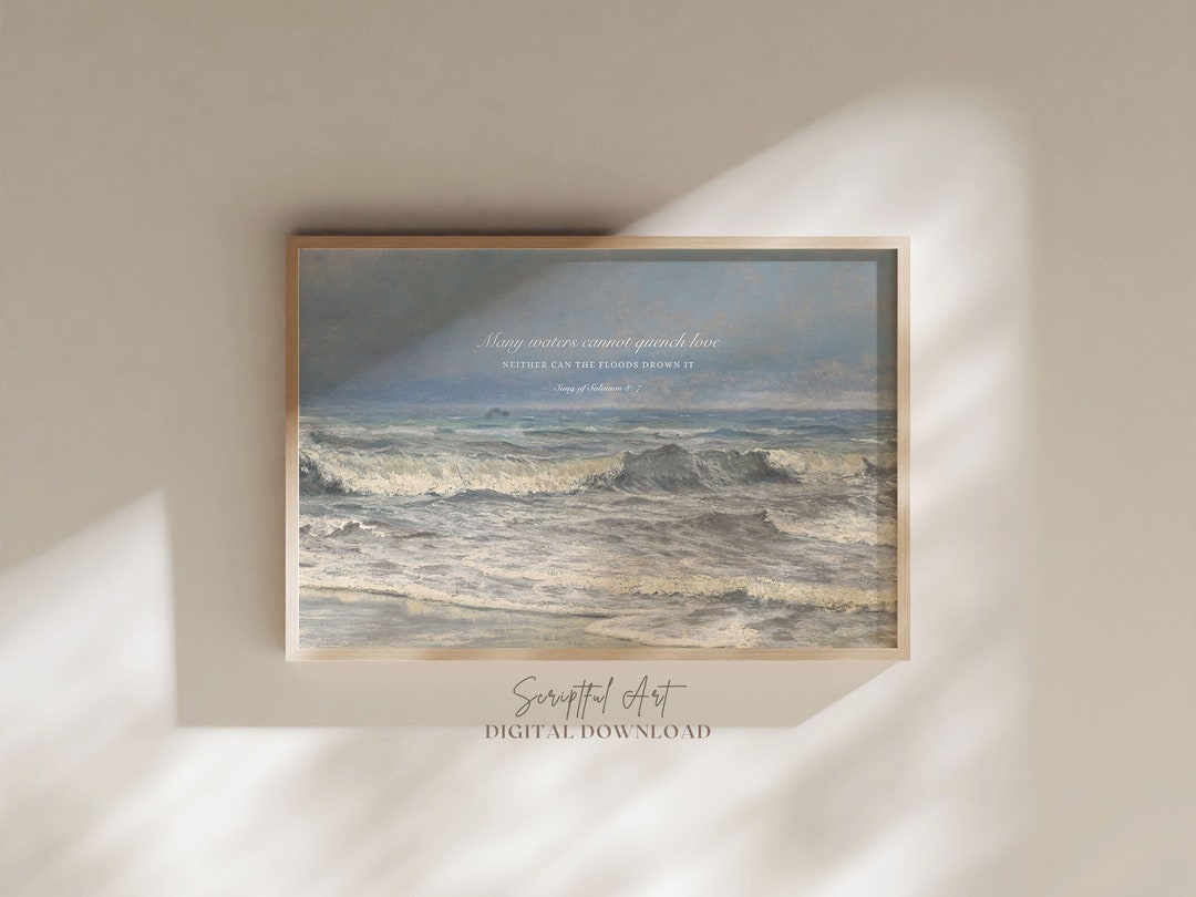Christian Ocean Poster, Many Waters Cannot Quench Love, Song of Solomon ...