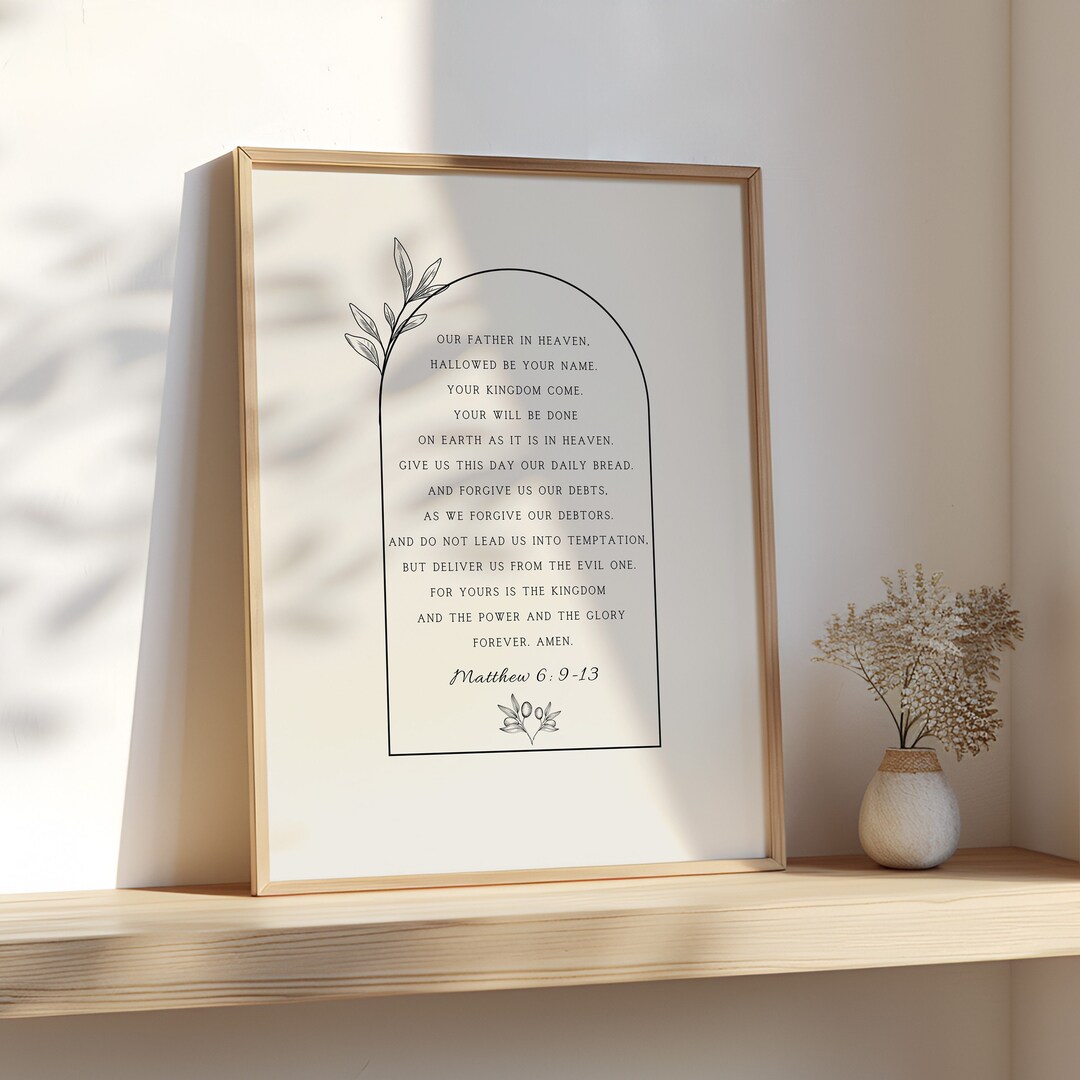 Our Father the Lords Prayer, Minimal Bible Verse Wall Art, Subtle ...