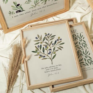 Botanical Christian Wall Art, I Am the Vine, Modern Bible Verse Prints ...