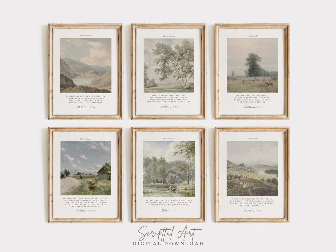 The Beatitudes Gallery, Set of 6, the Sermon on the Mount, Printable ...