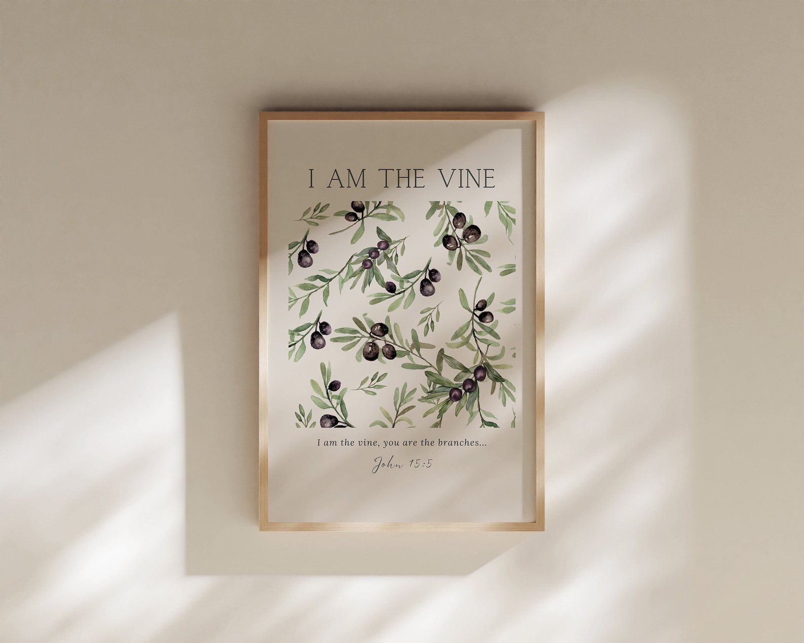 Christian Botanical Wall Art, Set of 3, John 15:5, I Am the Vine, Abide ...