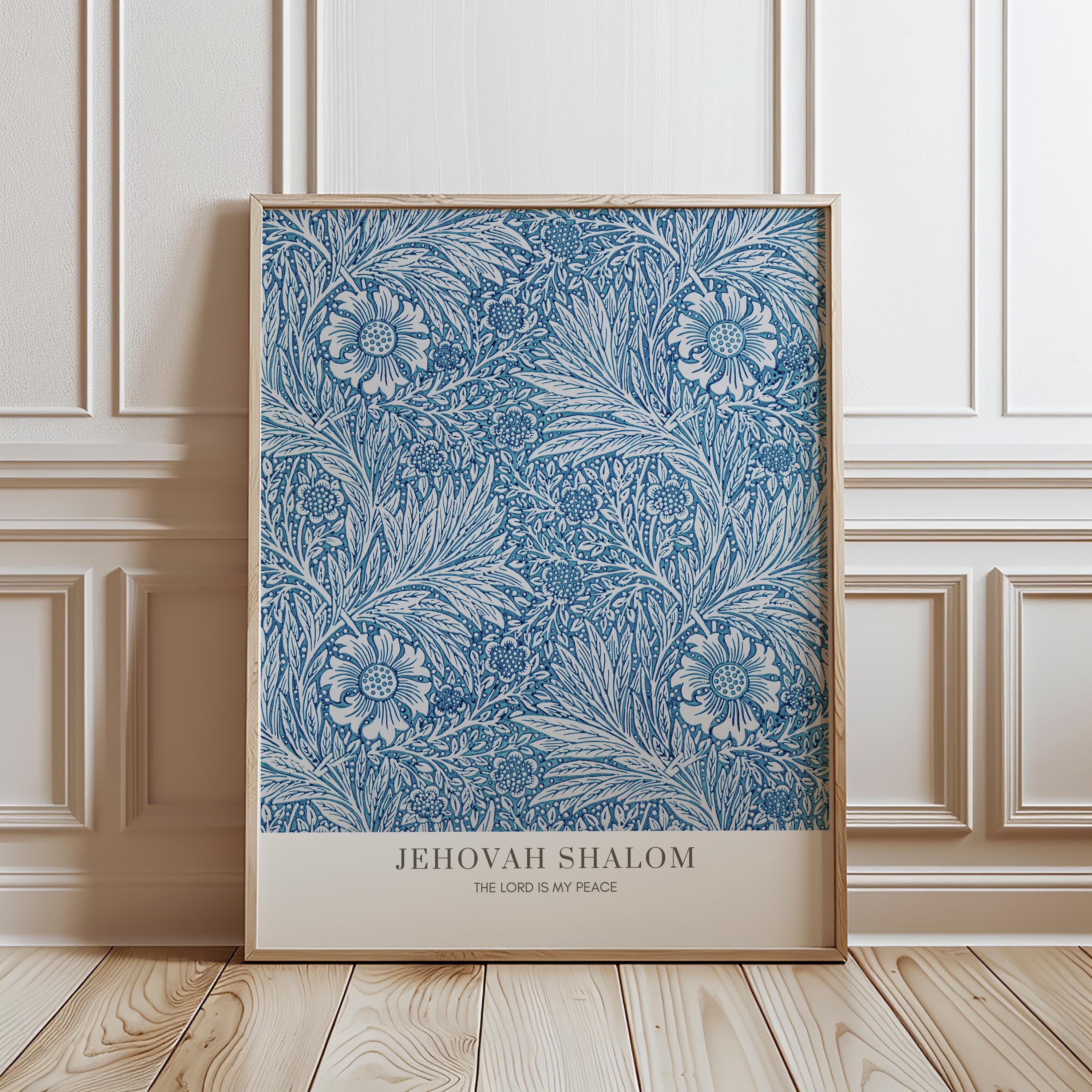 Jehovah Shalom, Blue Botanical Print, Hebrew Name of God, DIGITAL ...