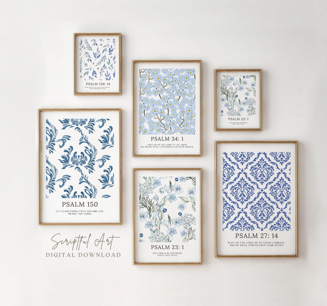 Christian Gallery Wall Psalms Modern Bible Verse Prints SET OF 6 ...