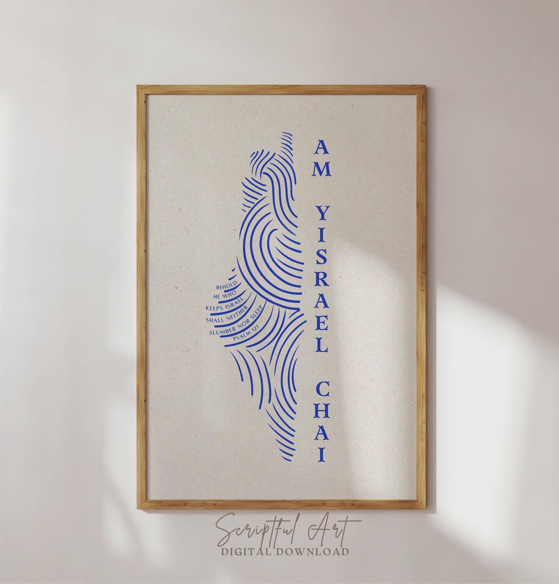 Israel Map, Am Yisrael Chai, Blue Israeli Poster, Digital Download - Etsy