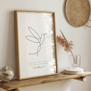 Holy Spirit, Dove Poster, Christian Line Art Print, Where the Spirit of ...