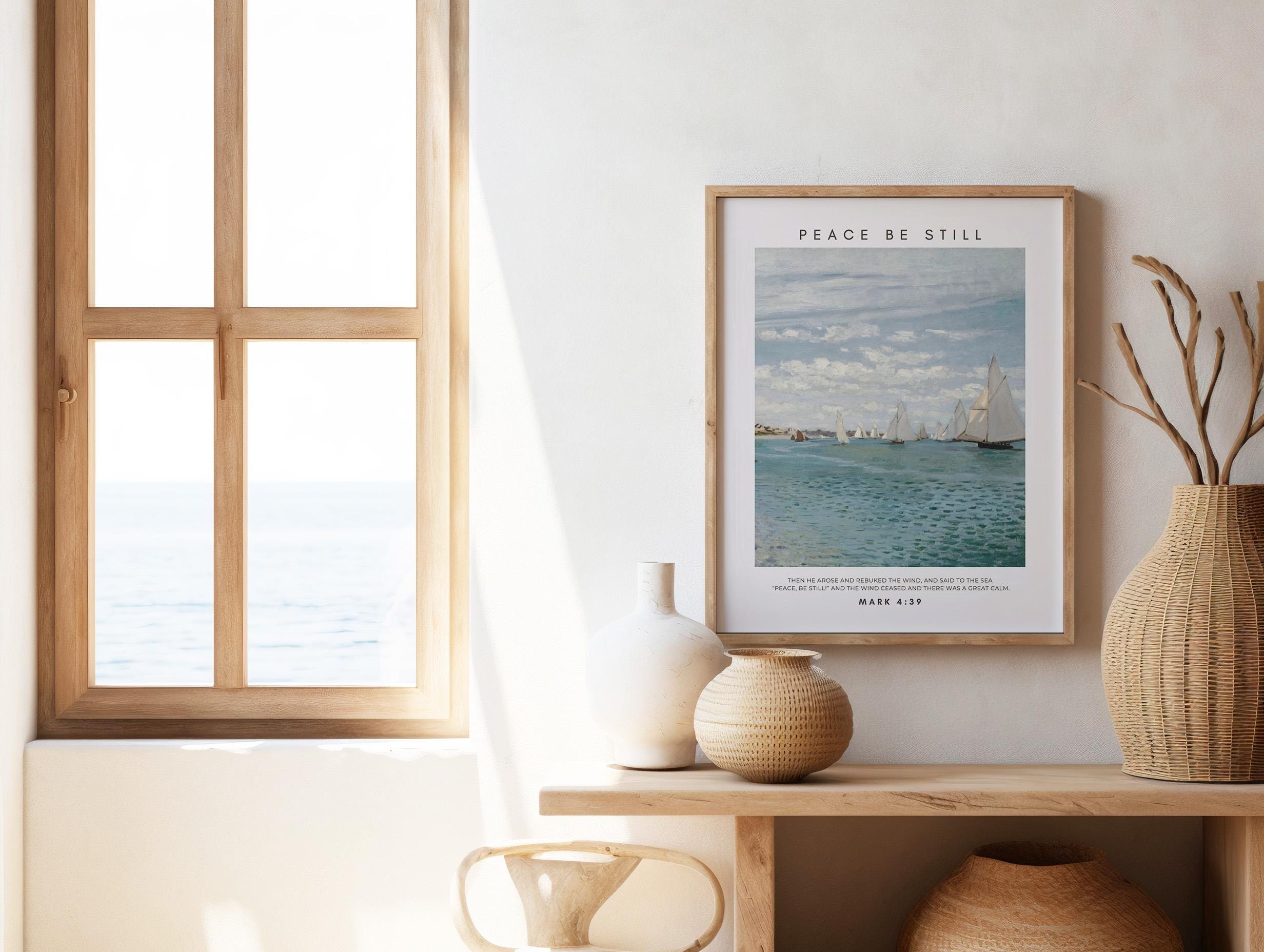 Vintage Coastal Christian Art: Boat Landscape, Bible Verse (digital ...