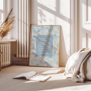 Light Blue Christian Wall Art Floral Poster, I Know the Plans I Have ...