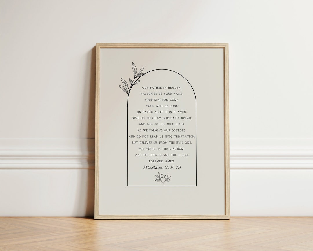 Our Father, the Lords Prayer, Minimal Bible Verse Wall Art, Subtle ...