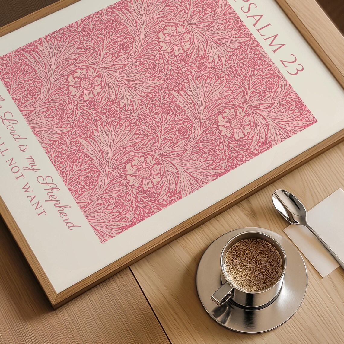 Pink Psalm 23 Botanical Print: William Morris Style (digital Print) - Etsy