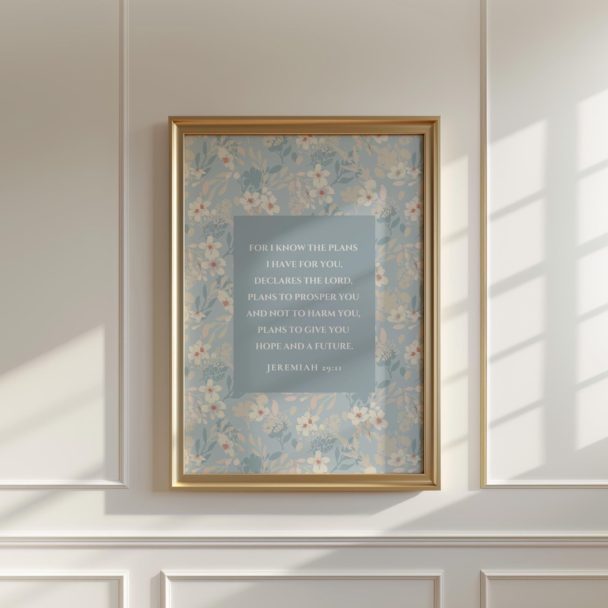 Christian Scripture Art Prints Blue Bible Gallery SET OF 6 (digital ...
