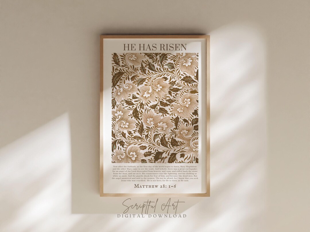 Christian Wall Art Easter Bible Verse, He is Risen, Matthew 28: 1-6 ...