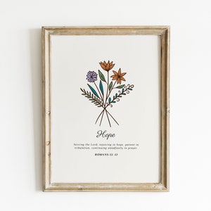 Christian Floral Set of 2, Boho Flower Bible Verse Prints, Colorful ...