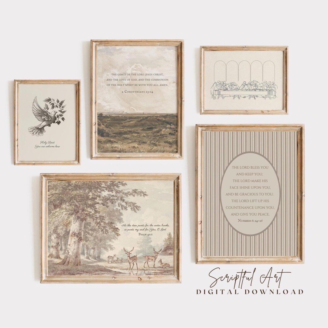 Christian Gallery, Vintage Scripture Collage, Rustic Bible Verse Prints ...