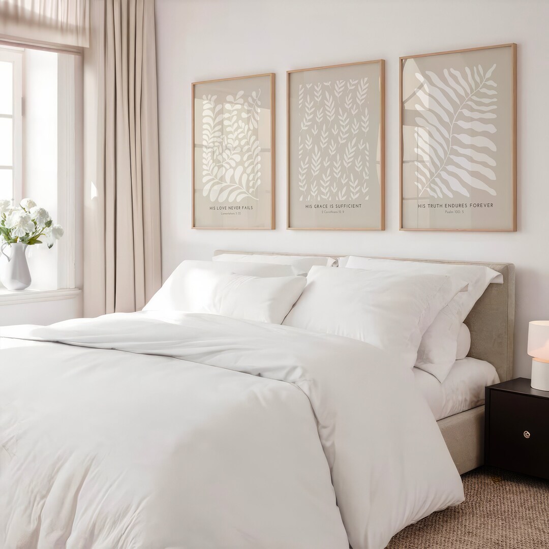 Aesthetic Christian Wall Art Set of 3 Printable Modern Bible Art, Beige ...