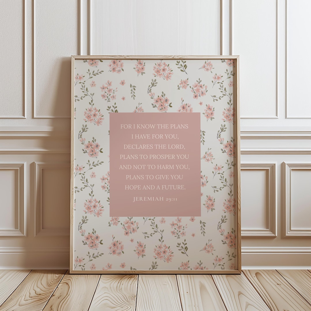 Jeremiah 29:11 Pink Christian Wall Art, Girls Room Decor Cottagecore ...