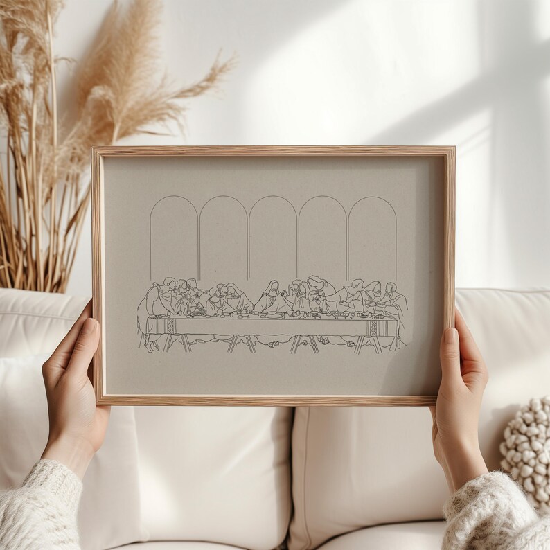 Modern Christian Wall Art the Last Supper, Modern Jesus Line Art ...