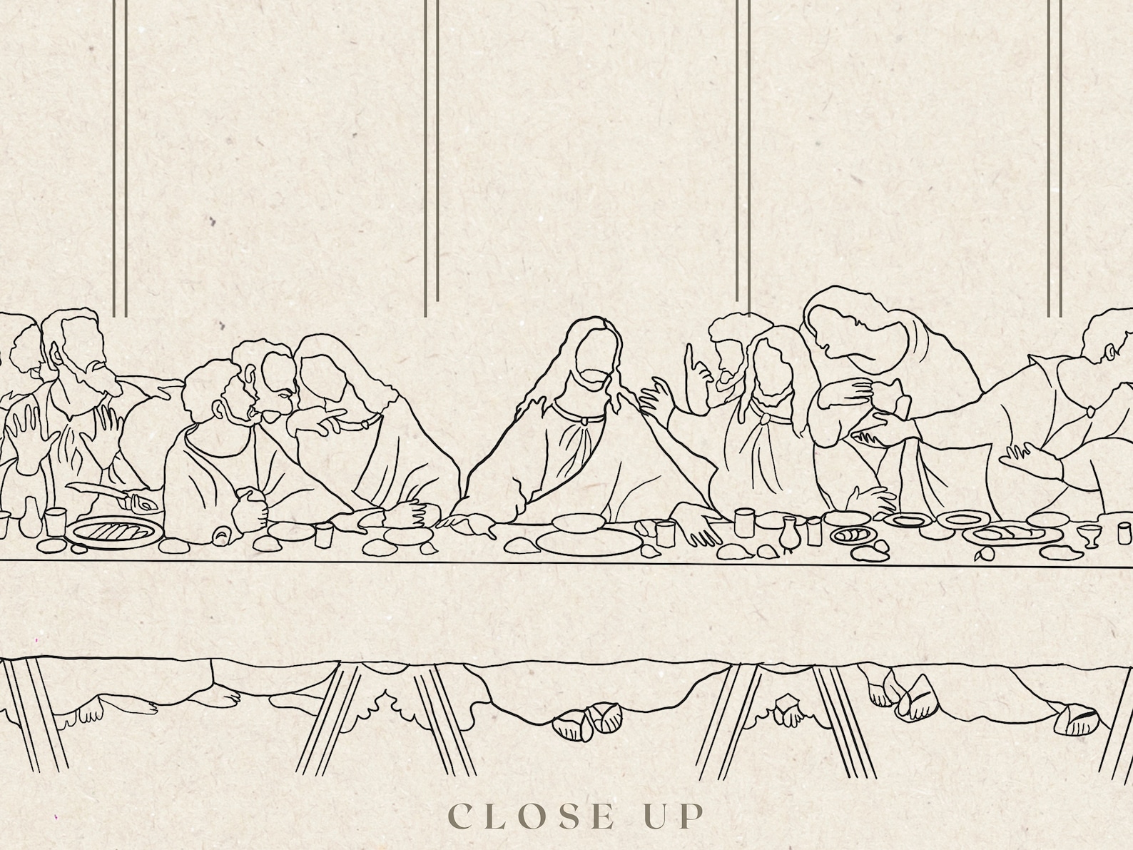 The Last Supper Print, Jesus Line Art, Printable Christian Wall Art ...
