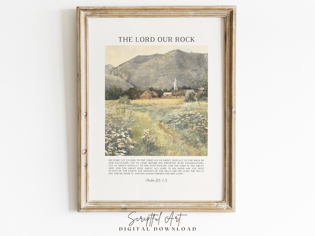 Christian Wall Art, the Lord Our Rock, Vintage Painting Digital ...