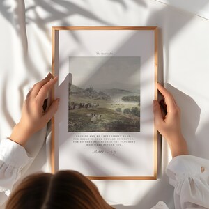 The Beatitudes, Sermon on the Mount, Matthew 5: 3-12, Christian Vintage ...