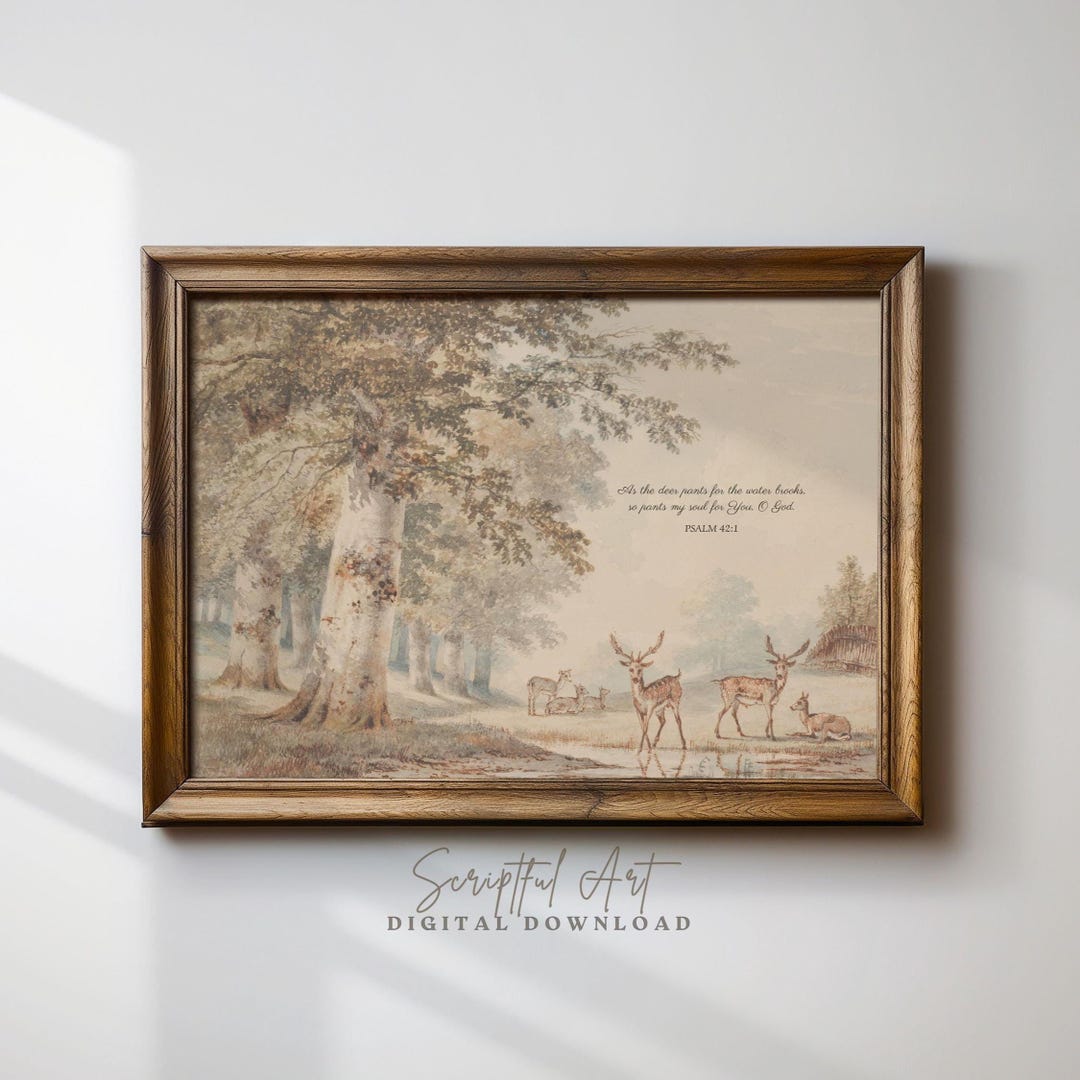 Psalm 42, as the Deer, Vintage Bible Verse Print (digital Download) - Etsy