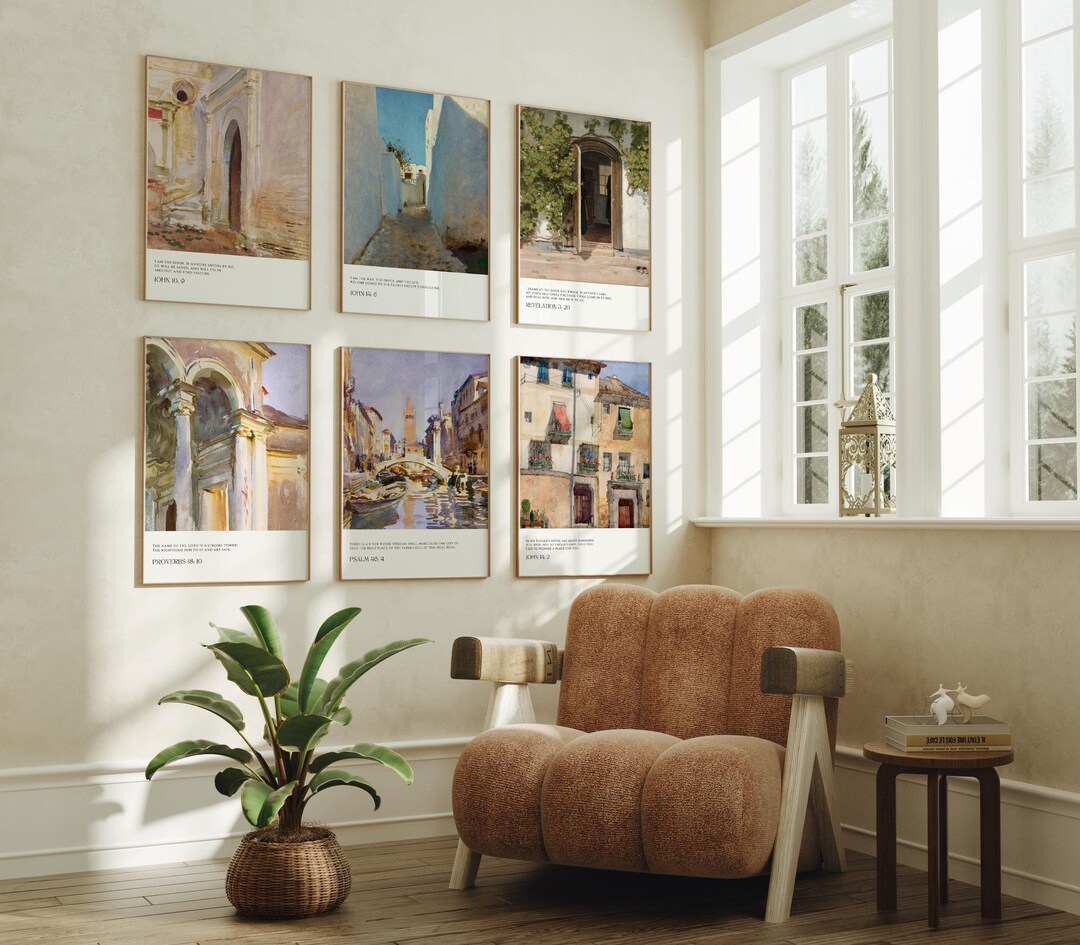 Christian Wall Art Bundle Vintage Bible Prints, Set of 6, Scripture ...
