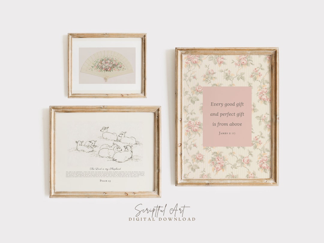 Pink Christian Nursery Decor, Set of 3, Baby Girls Room, Cute Floral ...