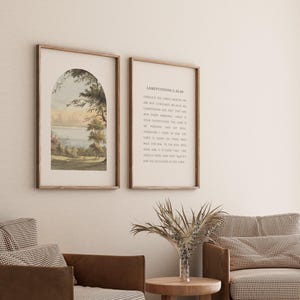 Christian Wall Art Set of 2, Tree Vintage Landscape Bible Prints, His ...