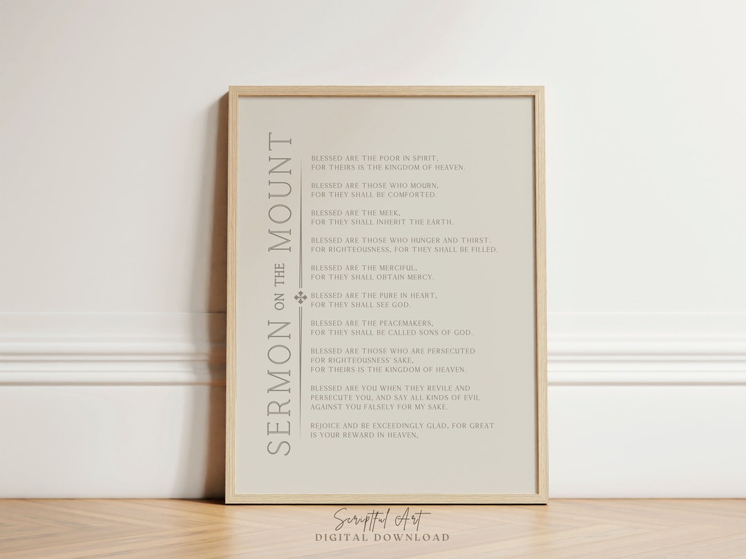 The Beatitudes, Sermon on the Mount, Minimal Scripture Print, Simple ...