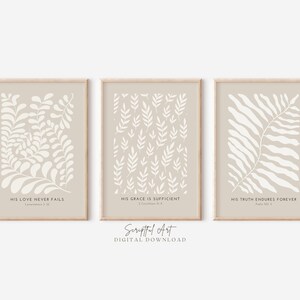 Aesthetic Christian Wall Art Set of 3 Printable Modern Bible Art, Beige ...