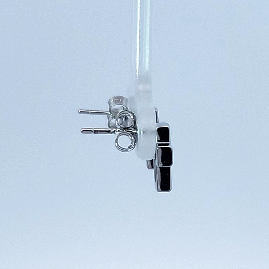 925 Sterling Silver 9.5mm Cross Design Zirconia Push Backing Earrings ...